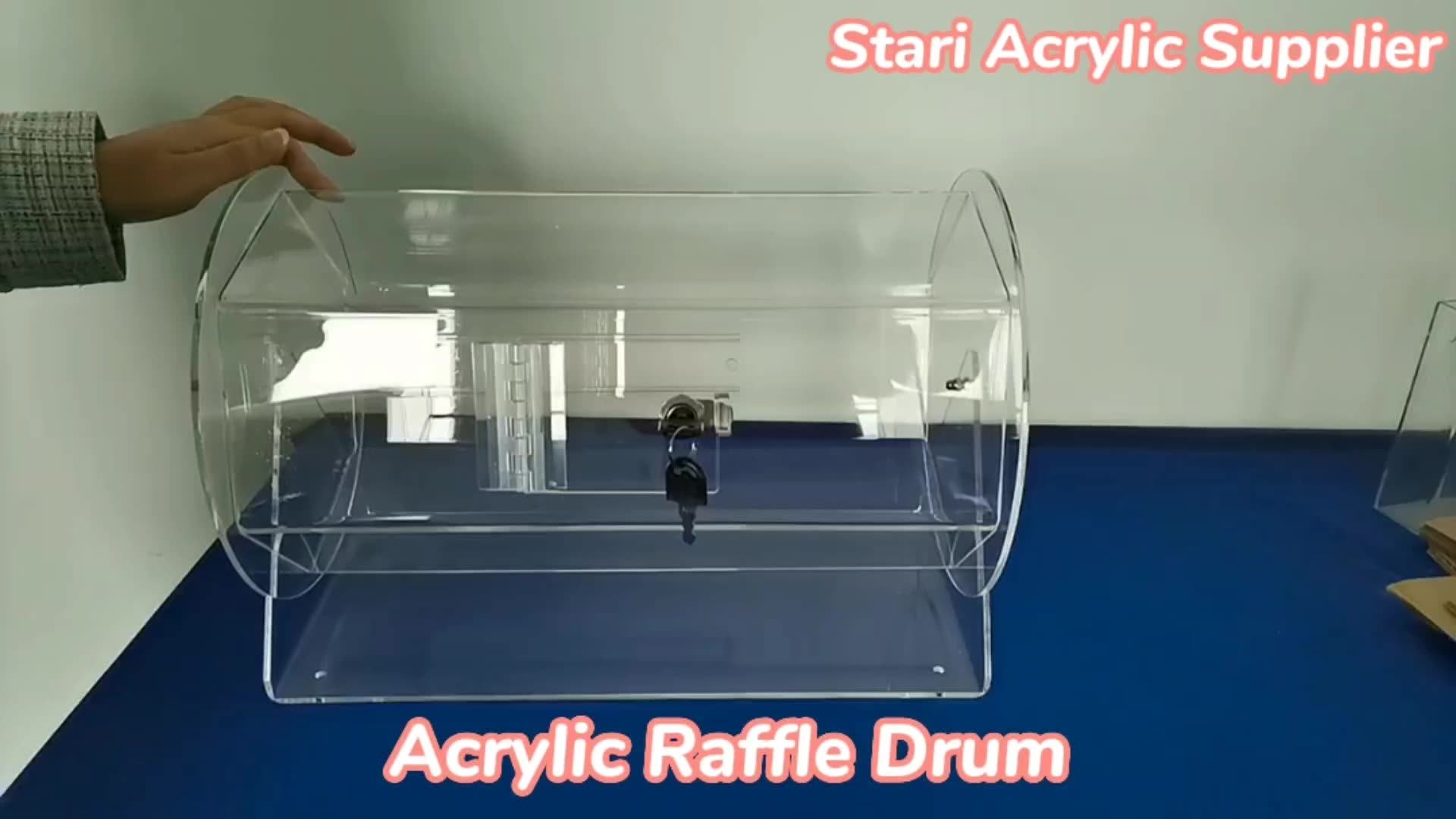 12"w Acrylic Raffle Drum With Locking Door Countertop Clear Ballot ...
