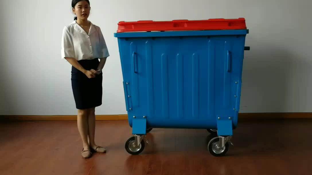 1.1 Cbm Flat Lid Galvanized Steel Metal Rubbish Bin - Buy Garbage Bin ...