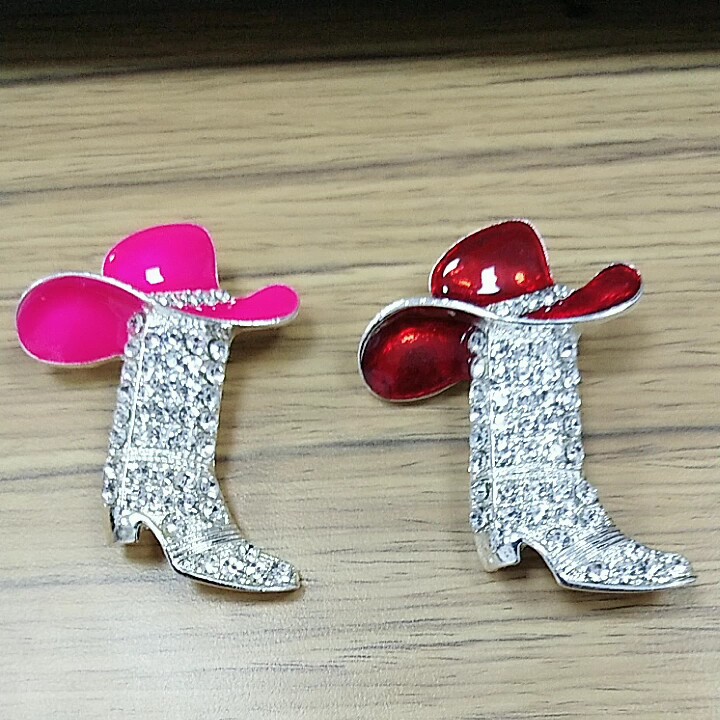 Lucky Western Cowboy Boots Brooch & Brown Hat Pin Charm Enamel Jewelry ...