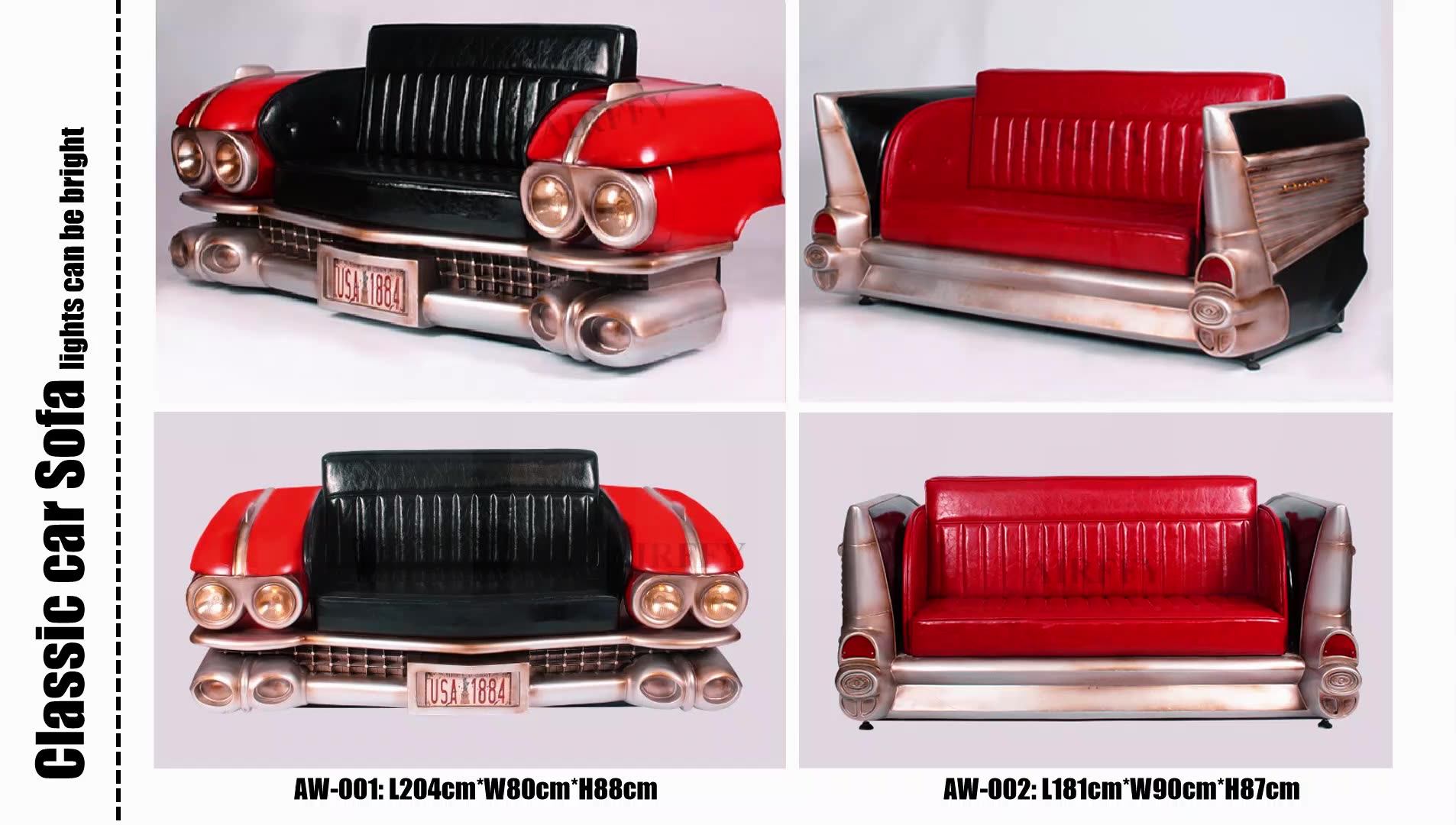 American Style Car Shape Sofa With Lights Decor Couch Living Room Sofa ...