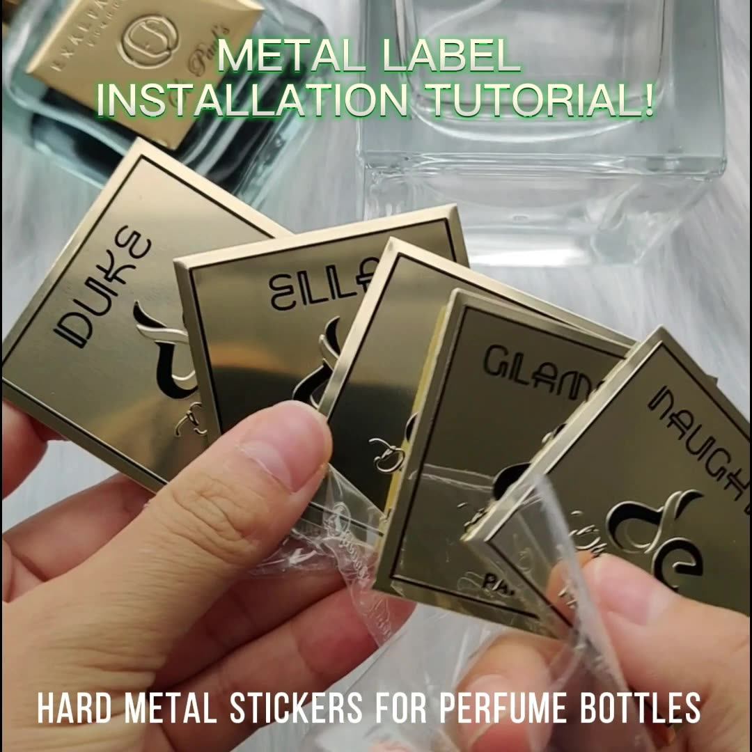 Customizable Stickers For Perfume Bottle Packaging Design Metallic Gold ...
