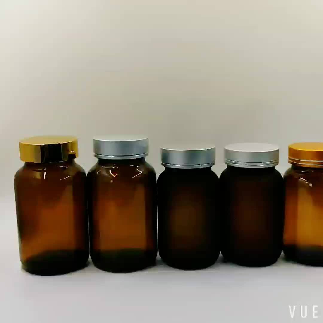 Thick Wall 120ml Glass Amber Pill Bottle Frosted Glass Tablet Bottle ...