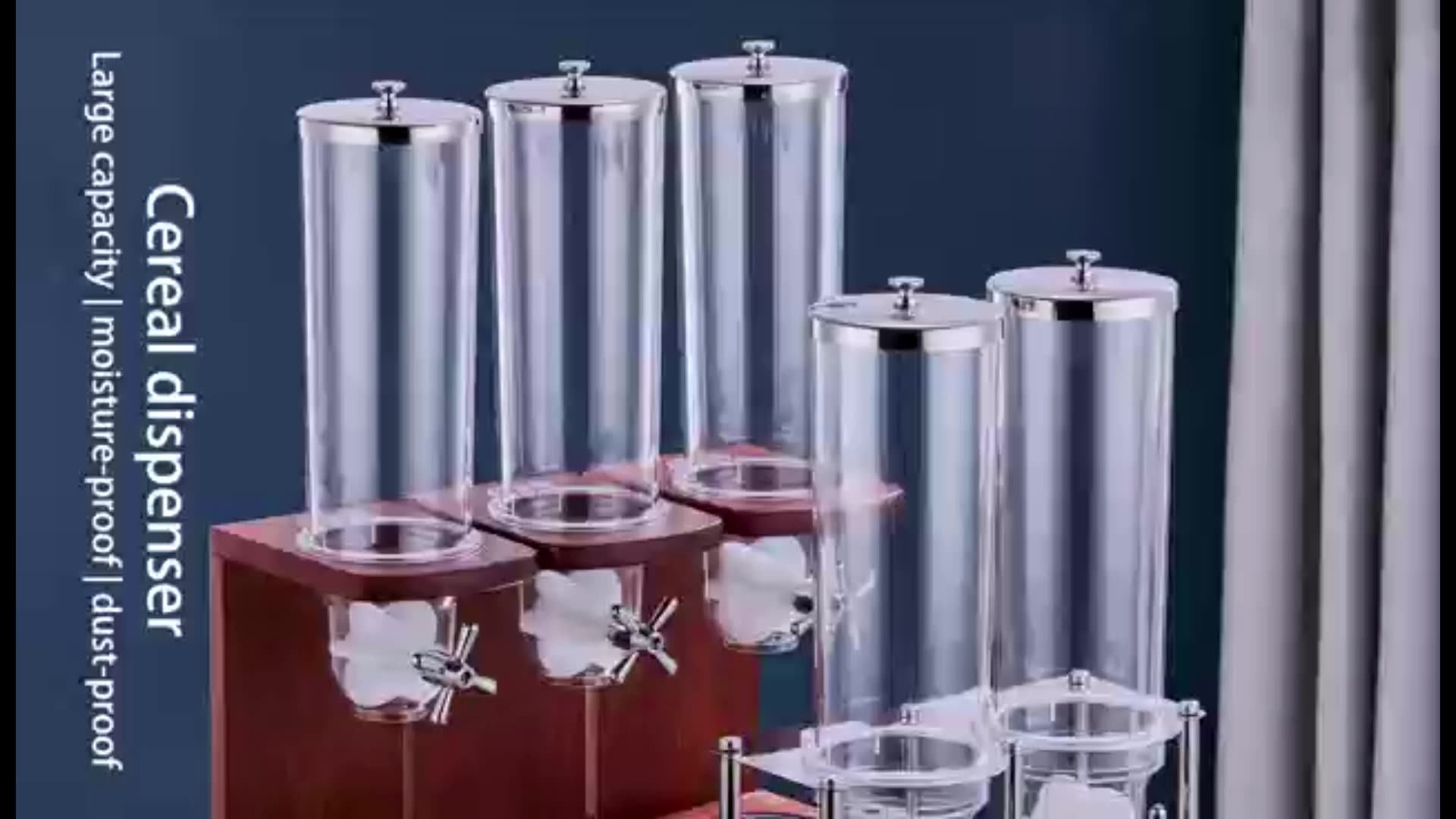 Dry Bulk Food Coffee Beans Rice Cereal Dispenser Stainless Steel Wood ...