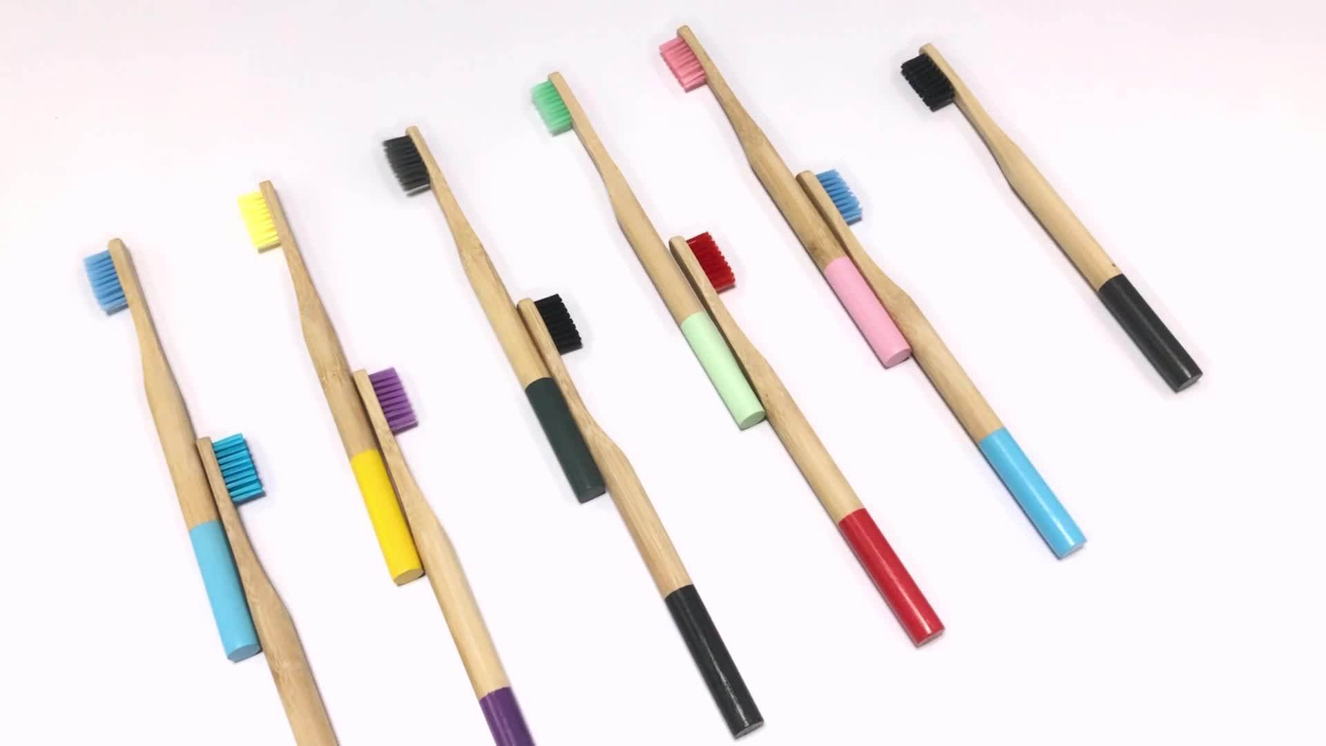 Custom Logo Colorful Rainbow Bamboo Hotel Toothbrush Eco Friendly ...