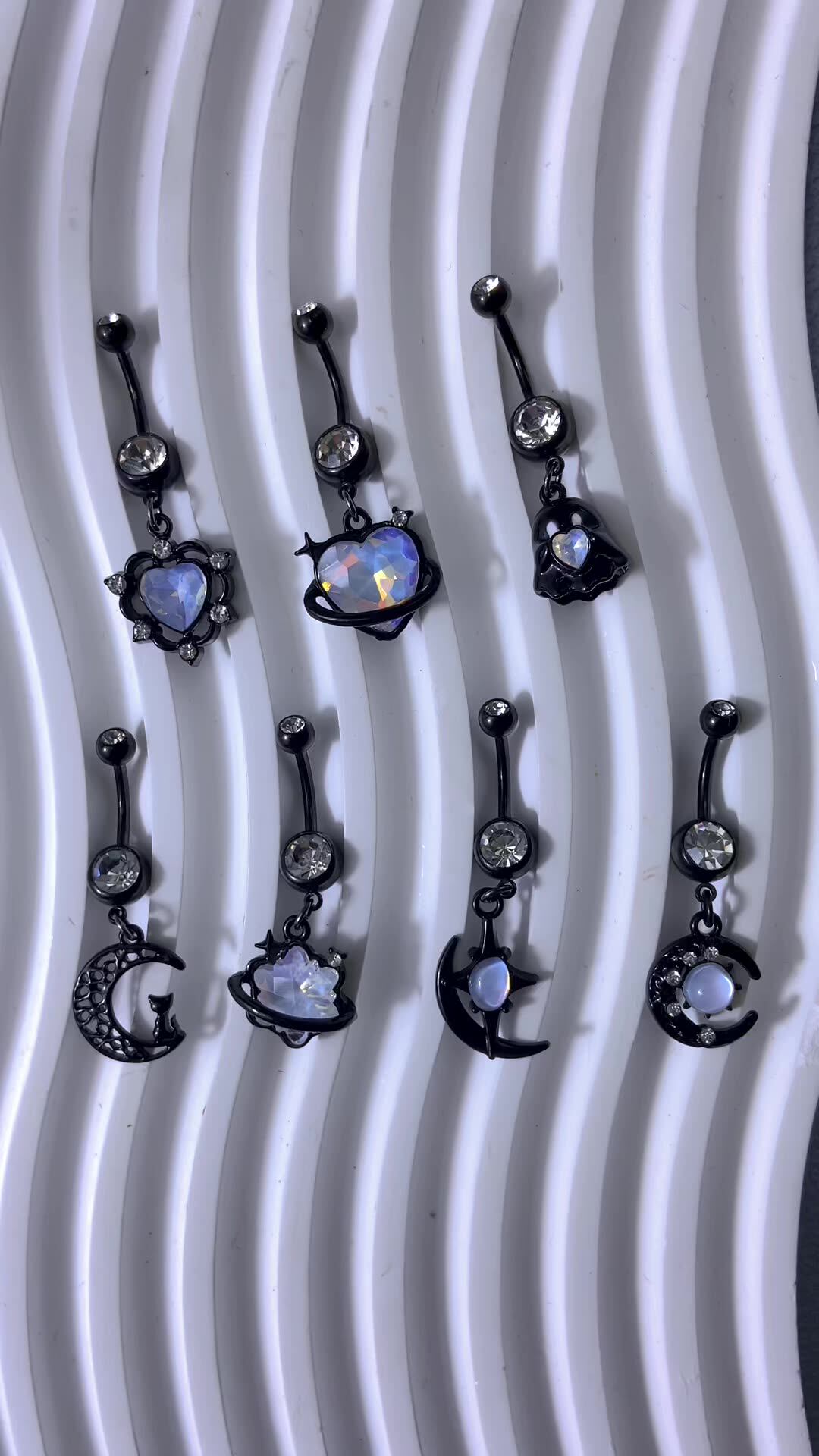 Gaby Moon Ghost Surgical Stainless Steel Dangling Belly Button Ring ...