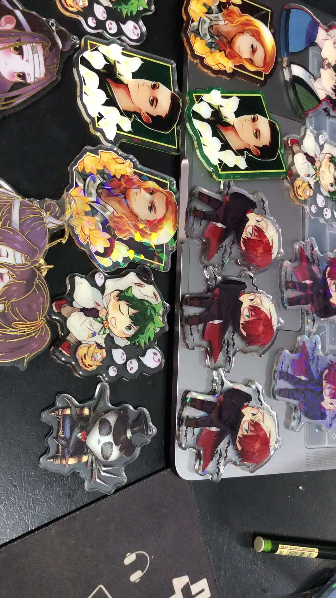 Double Side Glitter Epoxy Keychain Anime Custom Printed Acrylic Charms ...