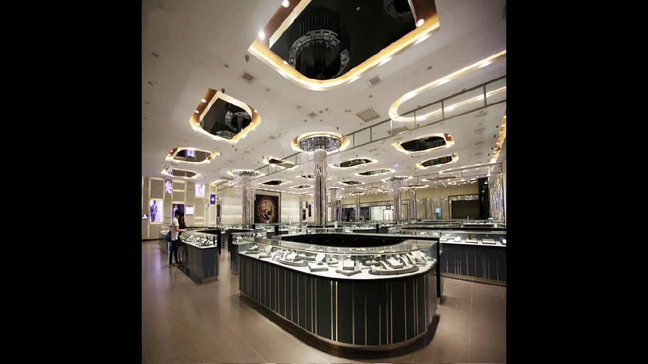 Circular Stainless Steel Glass Jewellery Display Showcase And Jewelry ...