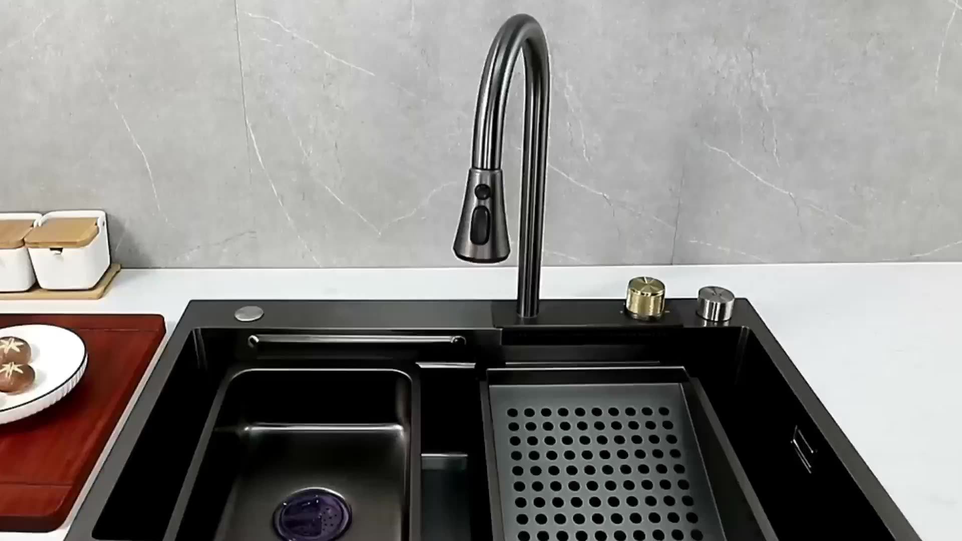 Fregadero De Cocina De Dos Cuencos,Moderno,Hecho A Mano,Negro ...