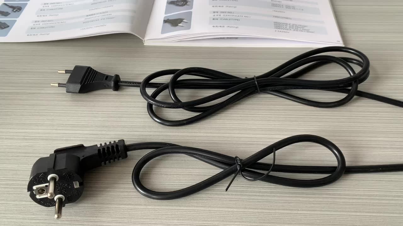 Vde Ce 16a 250v Copper Conductor European 2 Pin Round Ac Power Cord ...