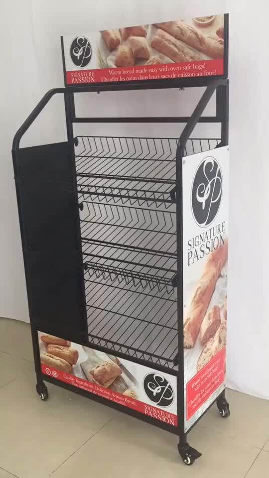 Metal Mesh Basket Shelf Bakery Removable Tiered Bread Wire Display Rack ...