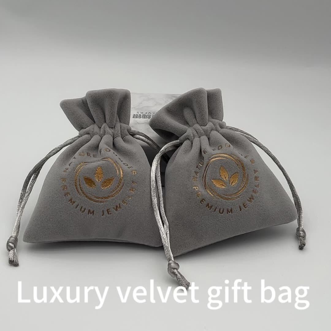 Luxury Velvet Pouches Custom Gold Stamping Logo Printed Velvet Jewelry ...
