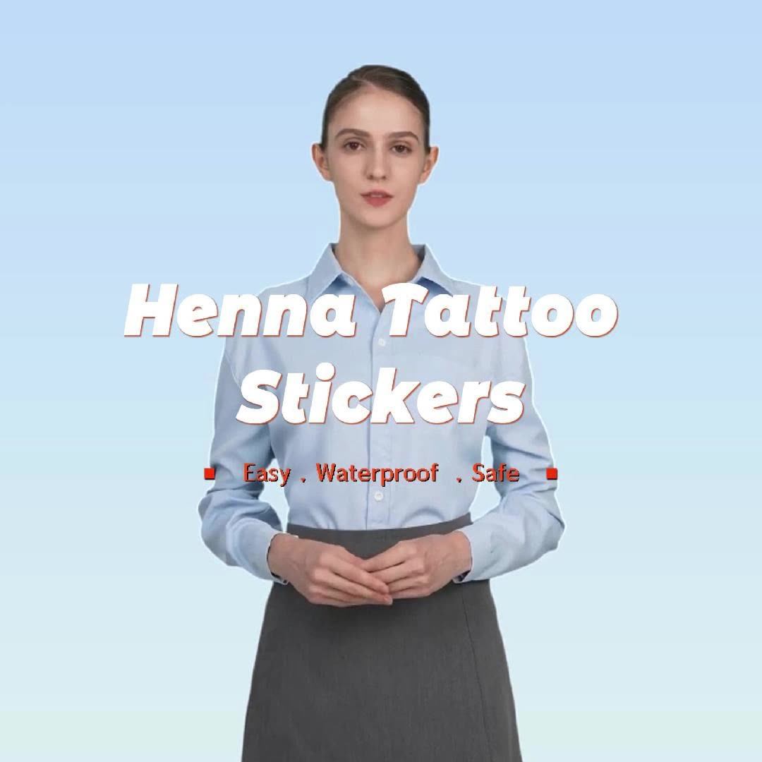 Custom Henna Art Tattoo Sticker Maroon Waterproof Water Transfer Paper ...