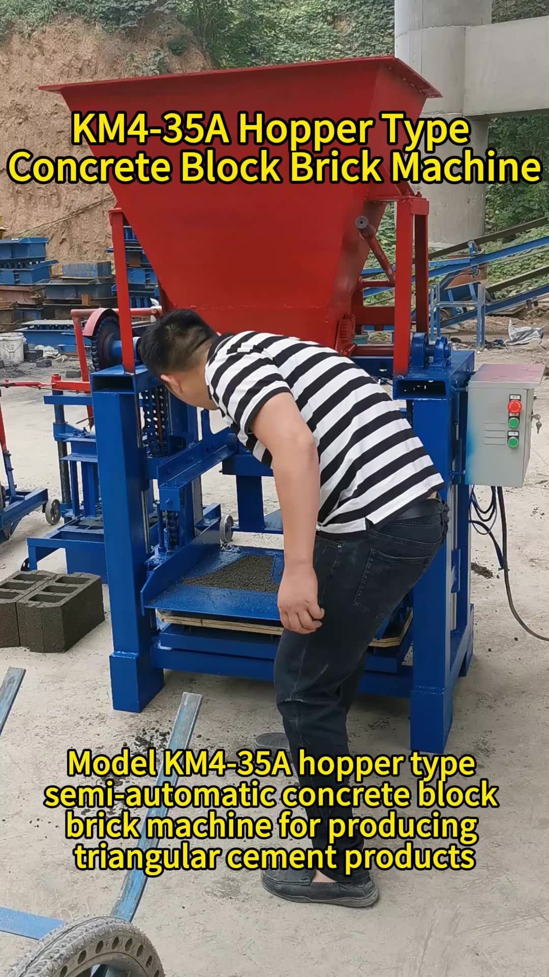 4-35a Semi-automatic Hopper Cement Brick Making Machinery,Production Of ...