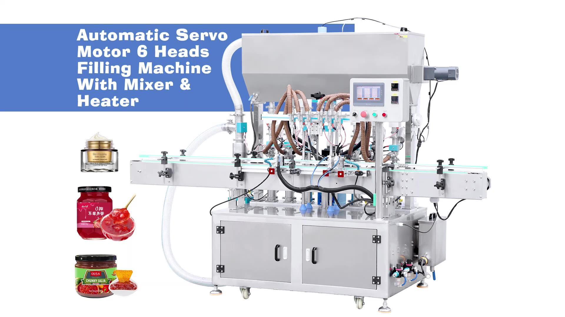 Zonesun Automatic Servo Motor 6 Heads Chili Sauce Honey Paste Jam Jar ...