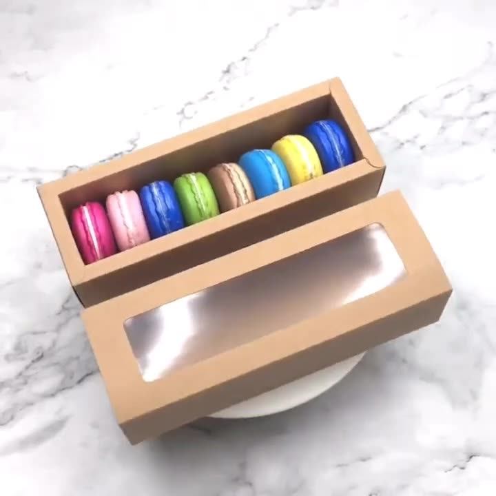 Pvc Windows Kraft Paper Macron Box Macaron Boxes Packaging - Buy ...