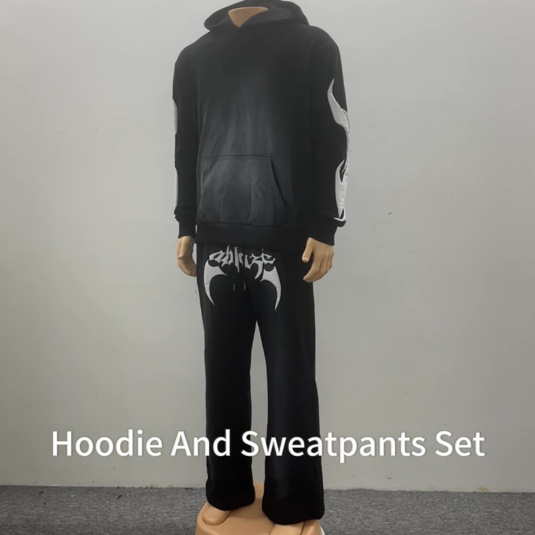 Custom High Quality Cotton Tracksuits French Terry Flared Sweatpants ...