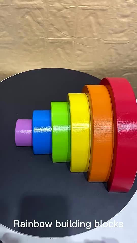 Wooden Rainbow Stacker Wooden Rainbow Blocks Wooden Stacking Toys ...