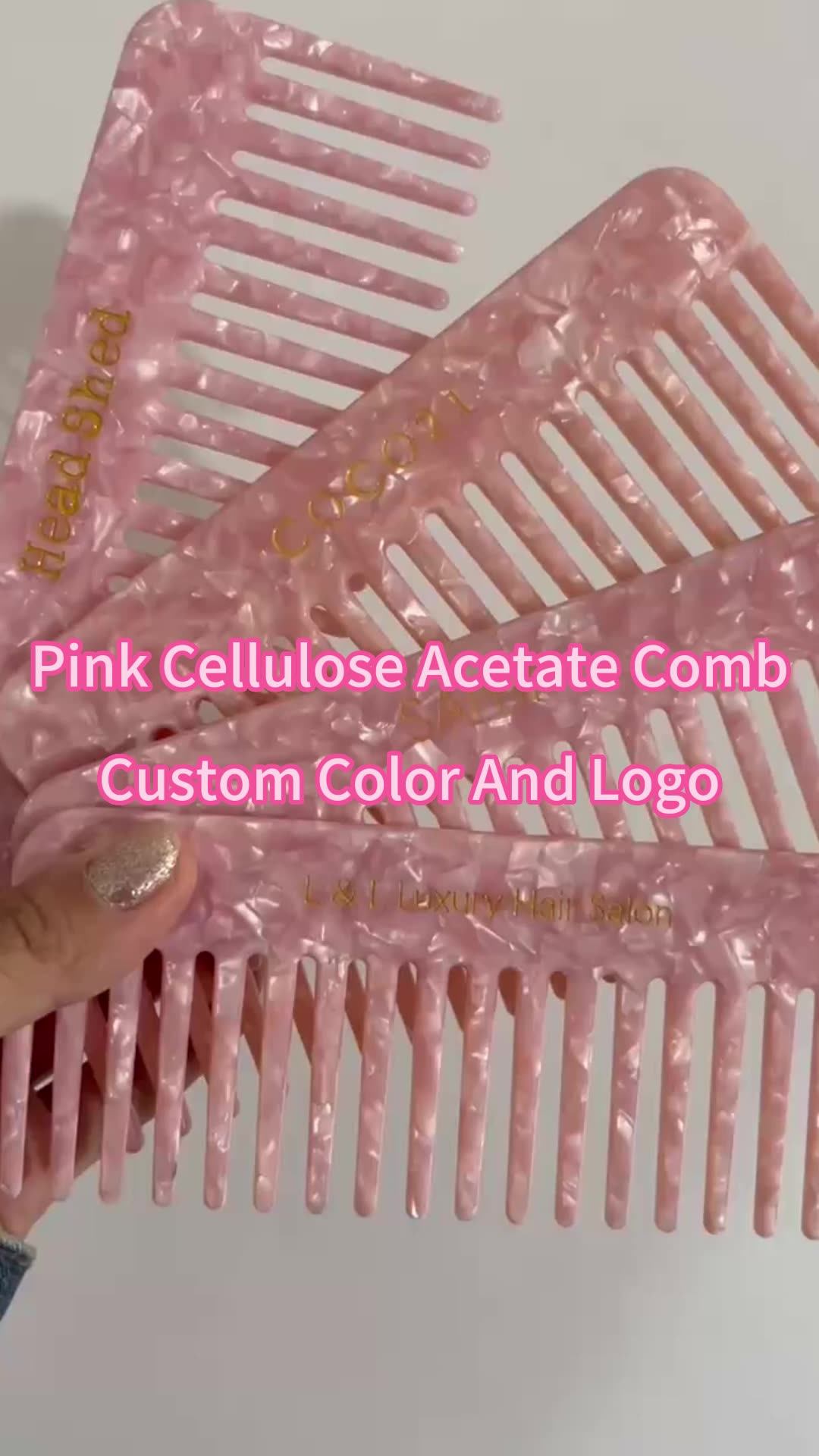 Saiyii Hot Selling Customized Pink Wide Tooth Custom Comb Cellulose ...