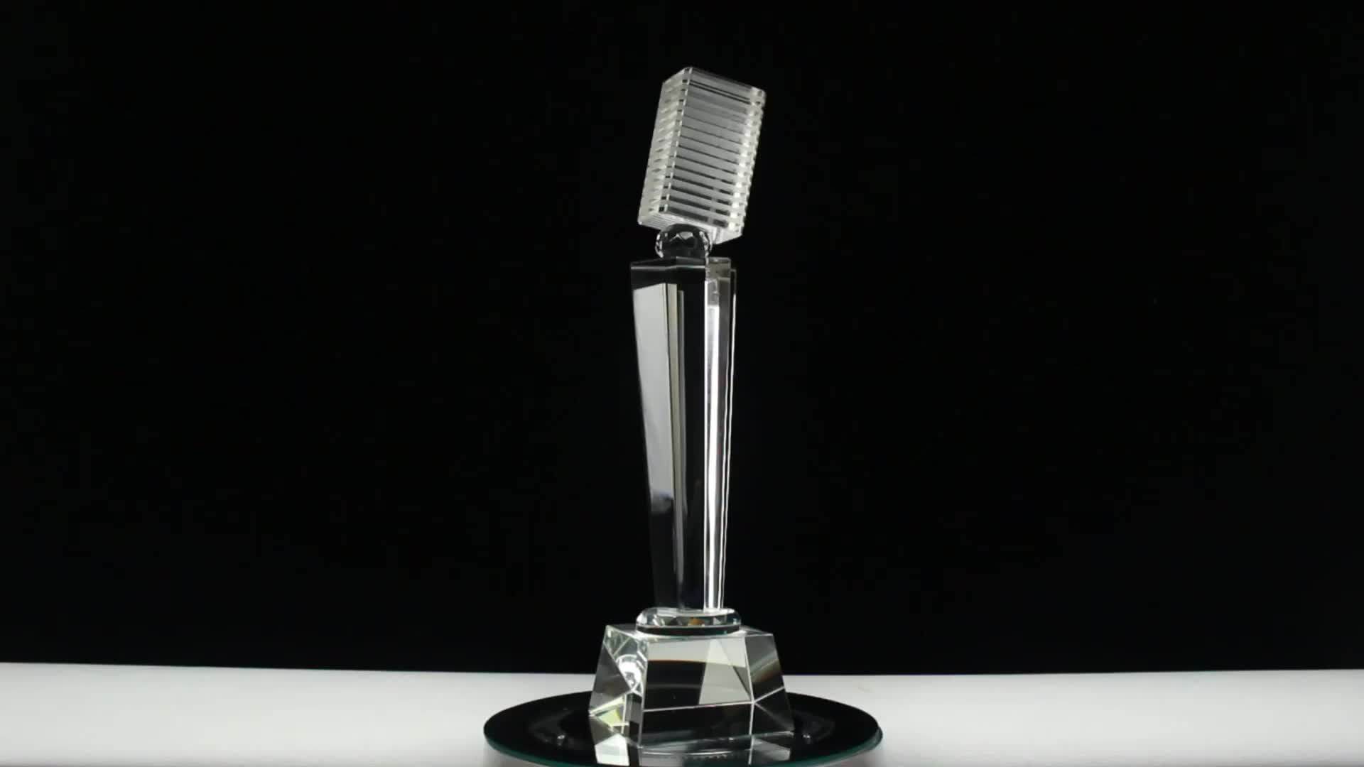 Unique Microphone Design Crystal Award Trophy For Singing Competition ...