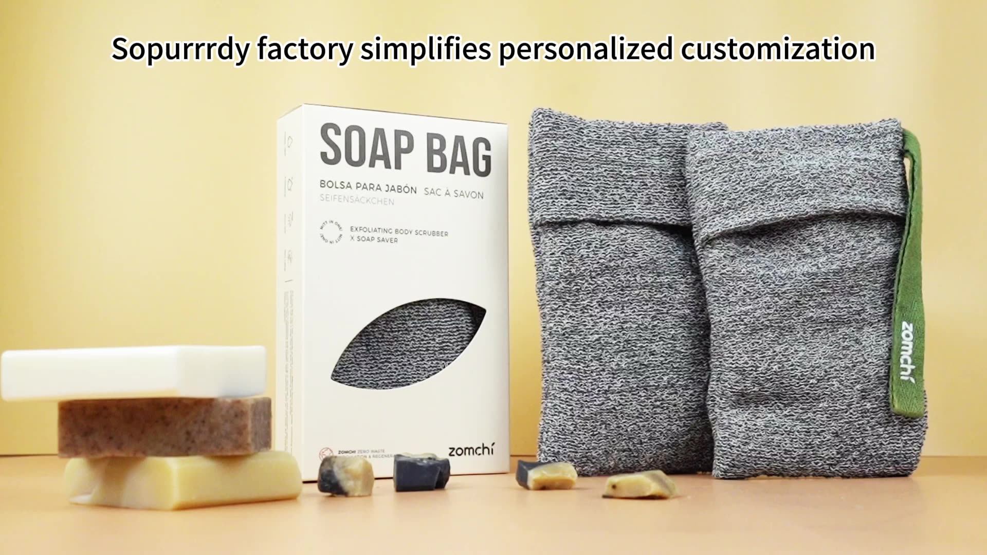 Custom Logo Soap Bags Body Scrubber Sponge Soap Savers Pouch Deep ...