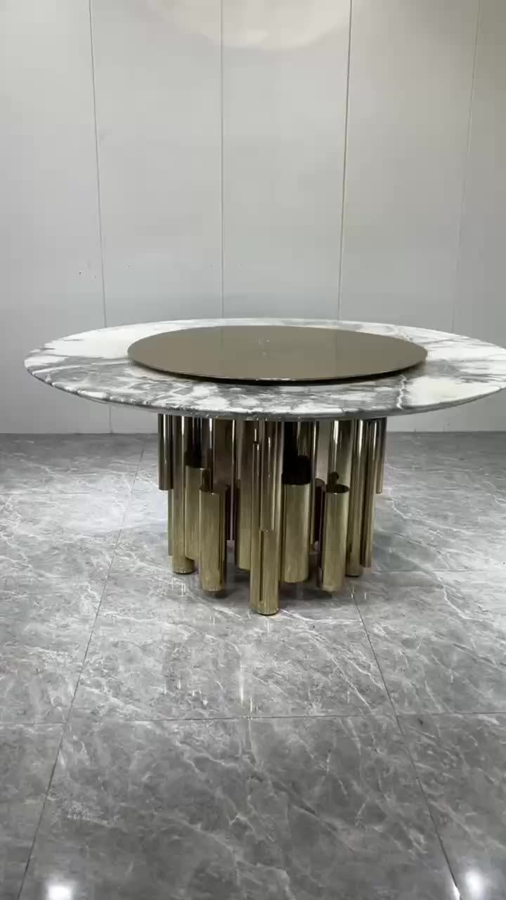 Italian Design Metal Dining Table Stainless Steel Base Real Marble ...
