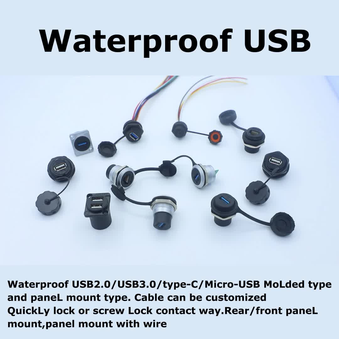 Ip67 Usb 3.0 2.0 Adapter Mated Male To Female Receptacles Socket Jacks Type-c Usb Panel Mount ...