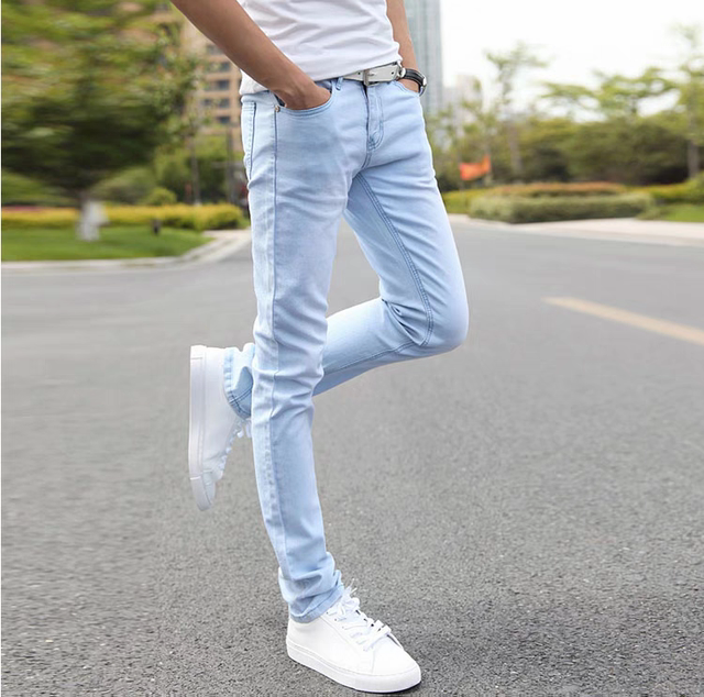 Snowflake white light-colored jeans for boys casual men's pants summer ...