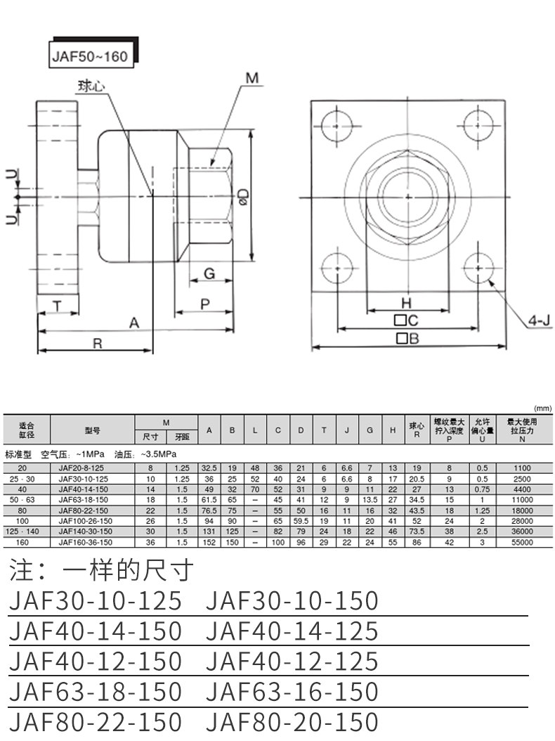 浮动接头16带22法兰80系列JAF63-18-150型40-14-150 20-8-125-阿里巴巴