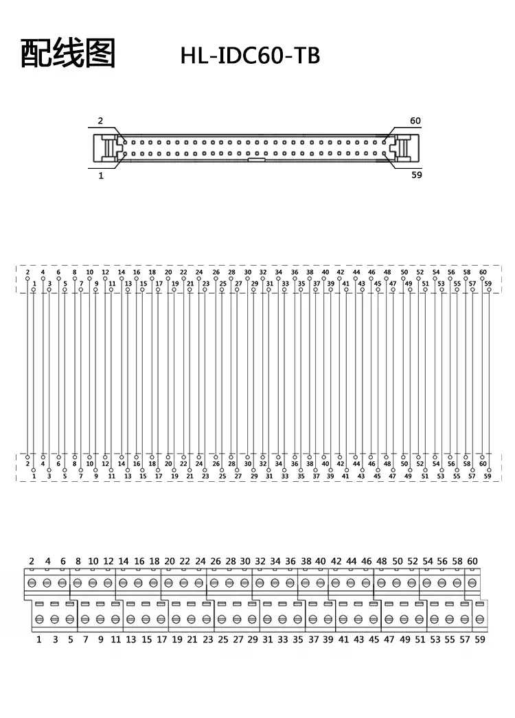 MIL公头64p双层端子台IDC牛角64位转接板40 50 60 64芯端子台