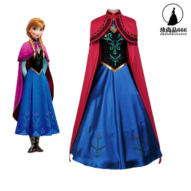 Anna Princess Dress Cos Frozen Adult Disney Skirt Anna Fairy Tale ...