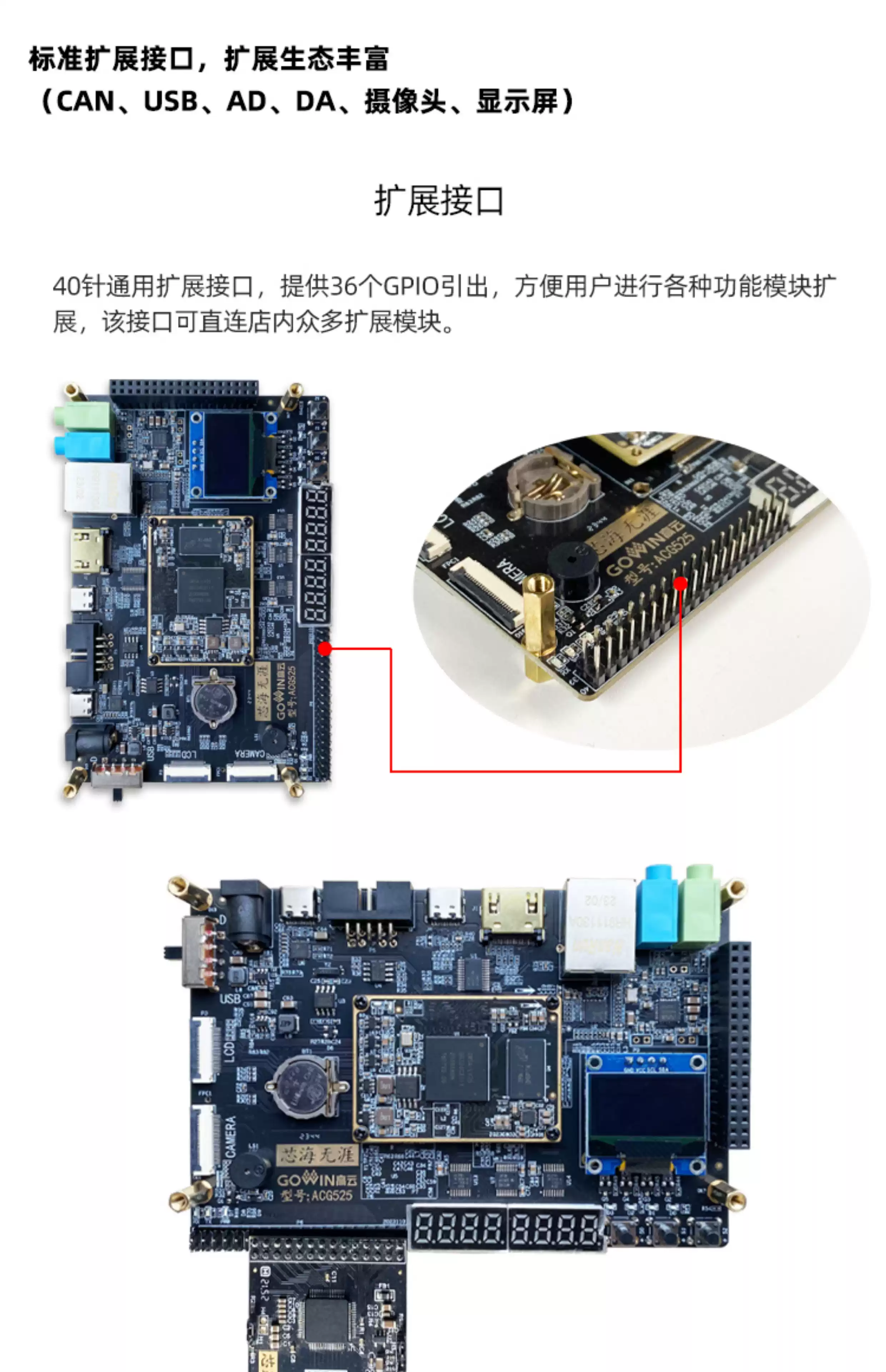 高云FPGA开发板教学套件 工业自动化学习板 晨熙ACG525 AroraV开发套组