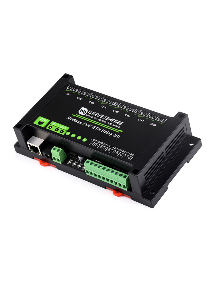 Waveshare Industrial Grade 8-Channel Ethernet Relay Module Modbus RTU ...
