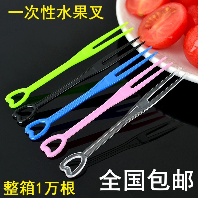 🎉 Disposable fruit forks, cake forks, heart-shaped plastic fruit picks ...