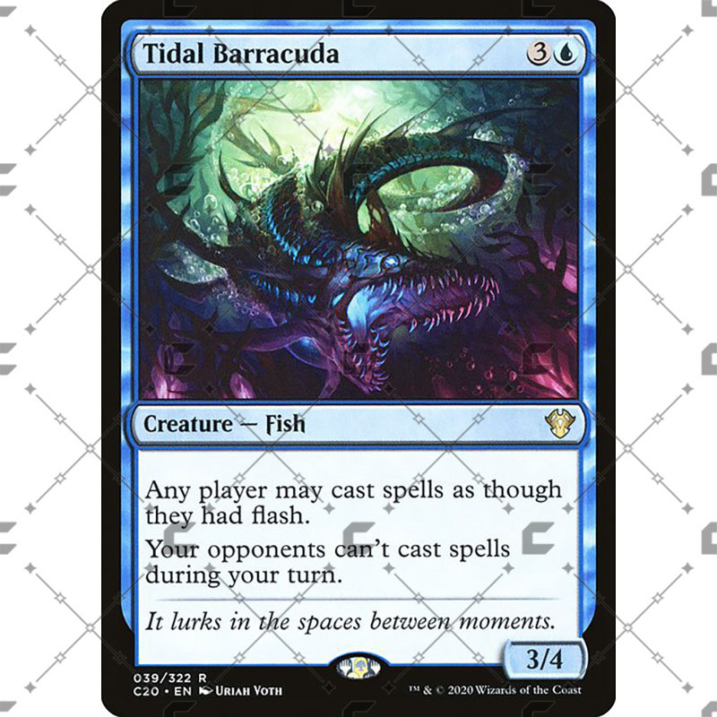万智牌MTG指挥官2020 C20-39潮汐梭鱼Tidal Barracuda：闪卡收藏界的海洋霸主！-相片角贴-淘宝好物网