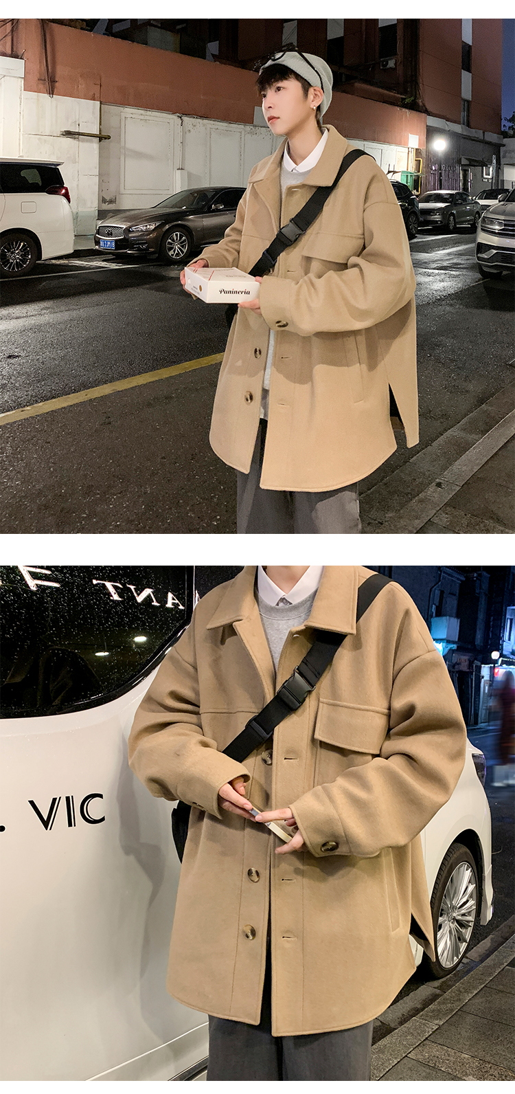 秋冬青年中长款单排扣免烫毛呢大衣夹克外妮子风衣FY110-P120_电商B289DSB289B289-FY110 - 杭州女装网