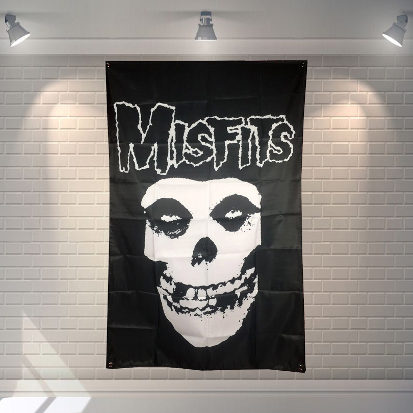 [USD 11.29] Metal gift MISFITS rock flag bar decorative cloth big flag ...