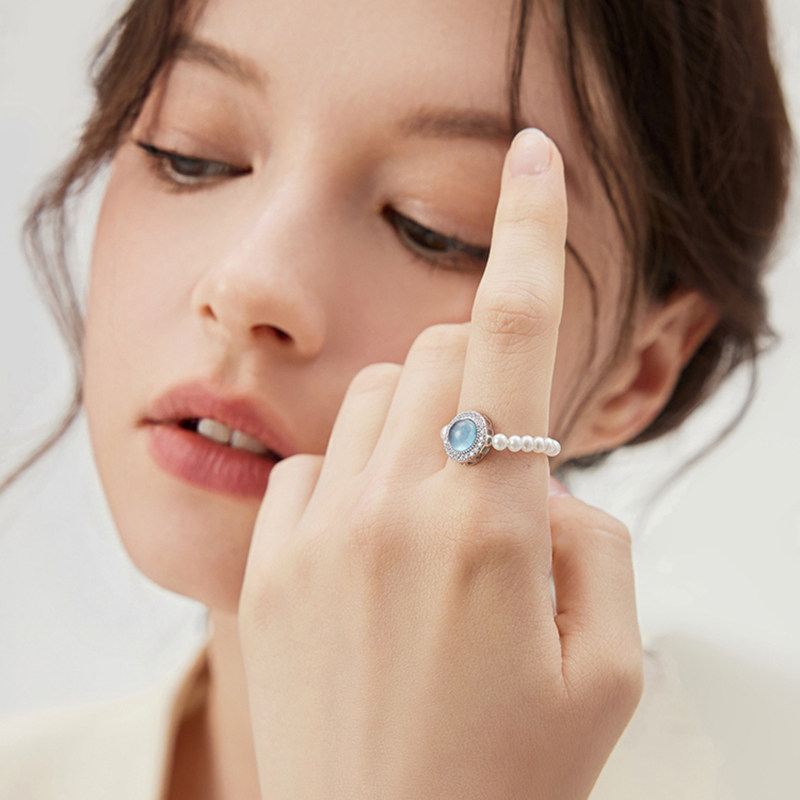 法式优雅Classy key海蓝宝珍珠戒指，戴上就是气质女神！-领针-淘宝好物网