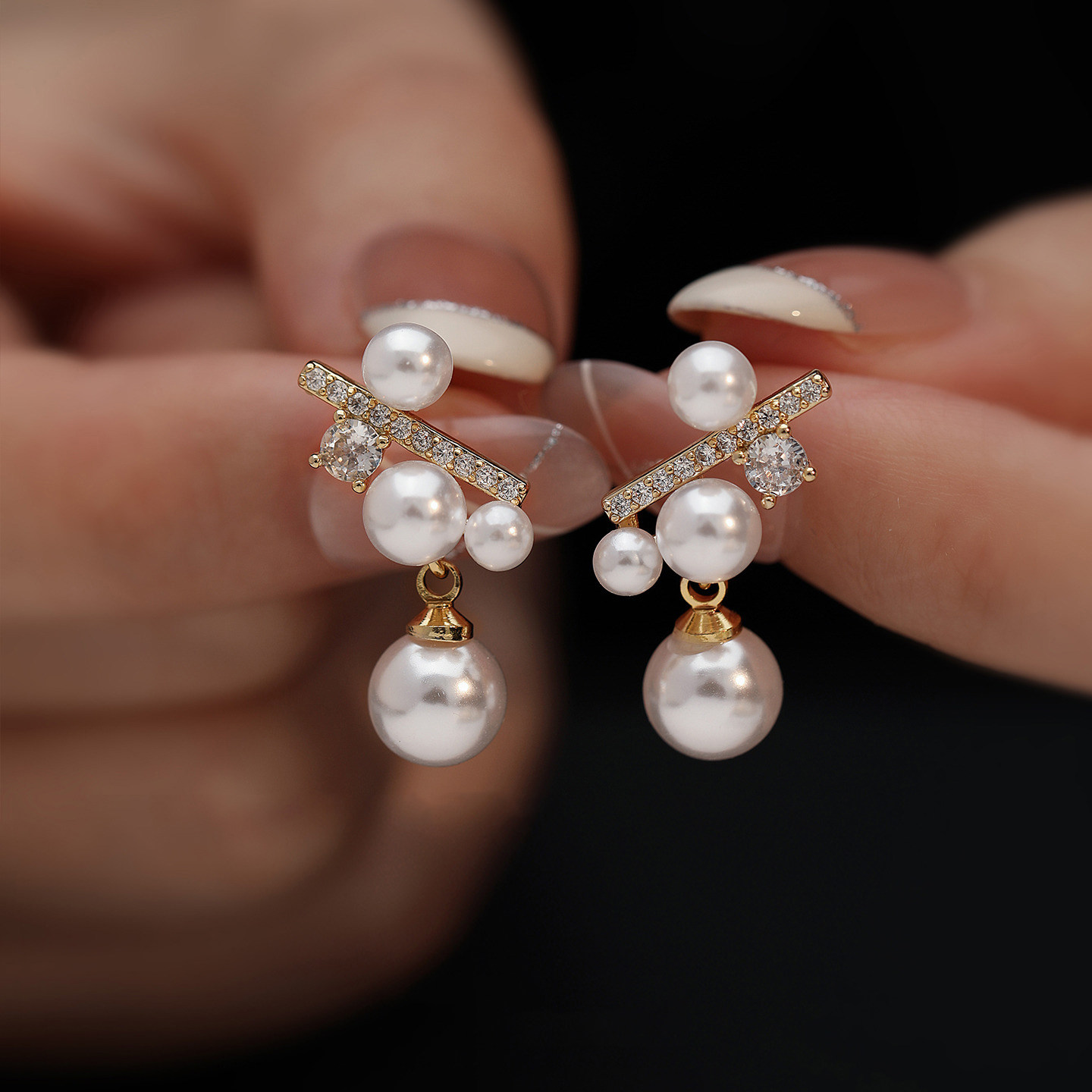 A must-have for 25 years! classy key french zircon pearl earrings, a ...