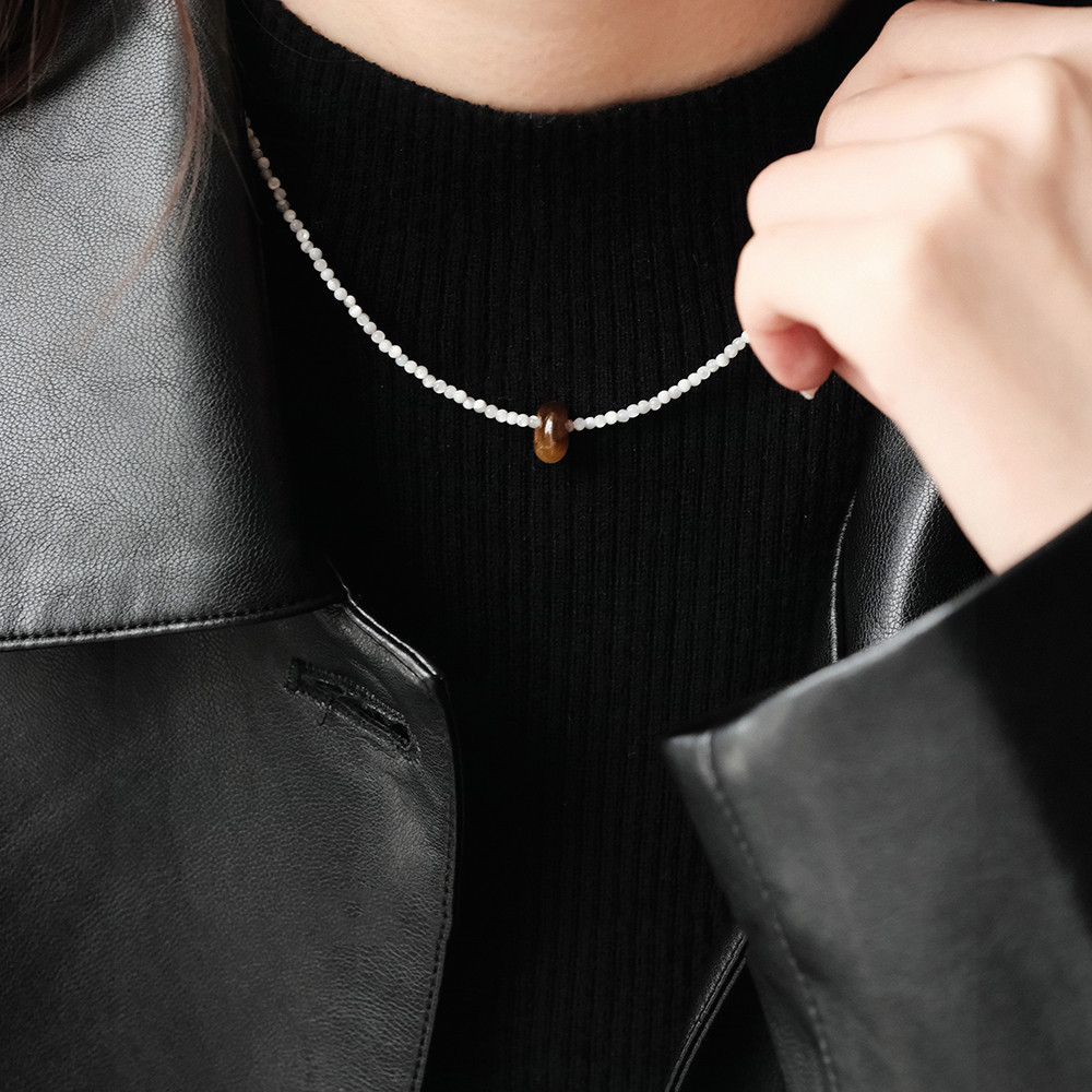 Classy Key法国设计师纯银贝母项链：轻奢小众，虎眼石锁骨链，引领时尚潮流！-领针-淘宝好物网