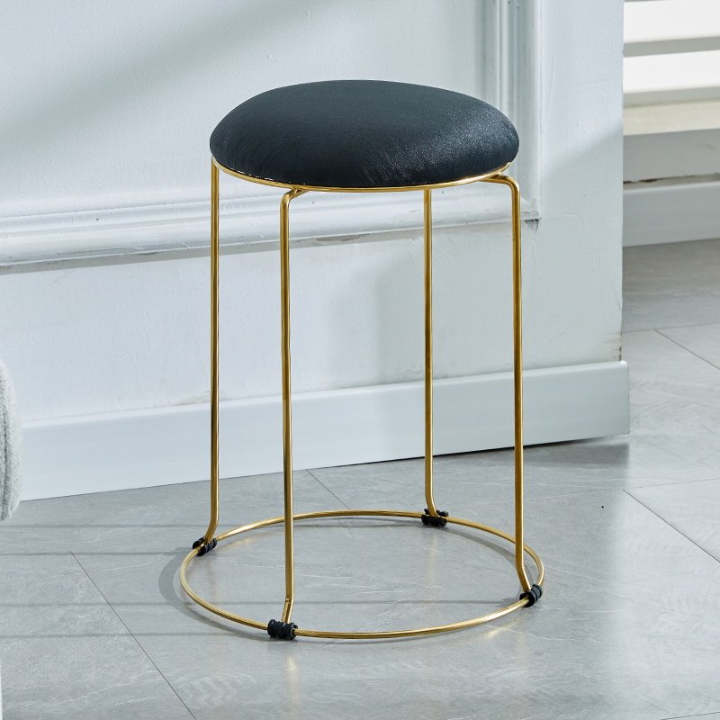Light luxury steel bar stool household round stool living room stool ...