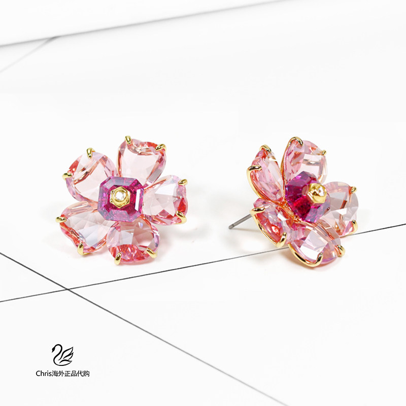 施华洛世奇Florere粉色花朵耳钉🎀女友生日礼物首选，优雅绽放你的魅力！ -耳环-淘宝好物网