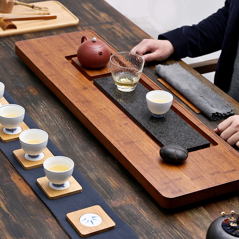 Wu Jinshi tea tray Bamboo household simple tea tray Tea Sea Kung Fu tea ...