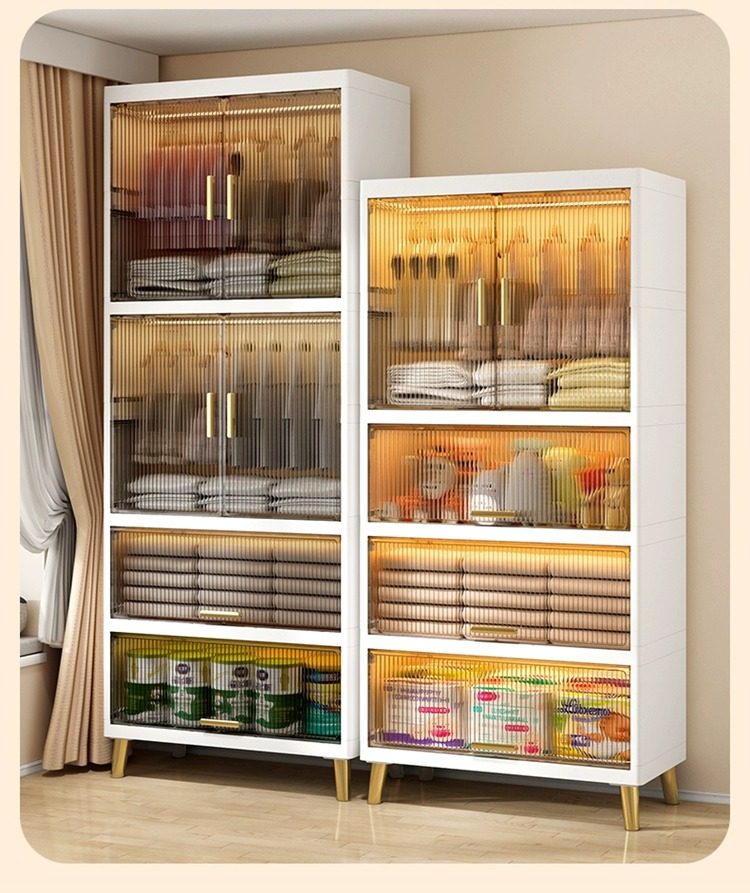 Double-door clamshell storage cabinet household storage clothes ...