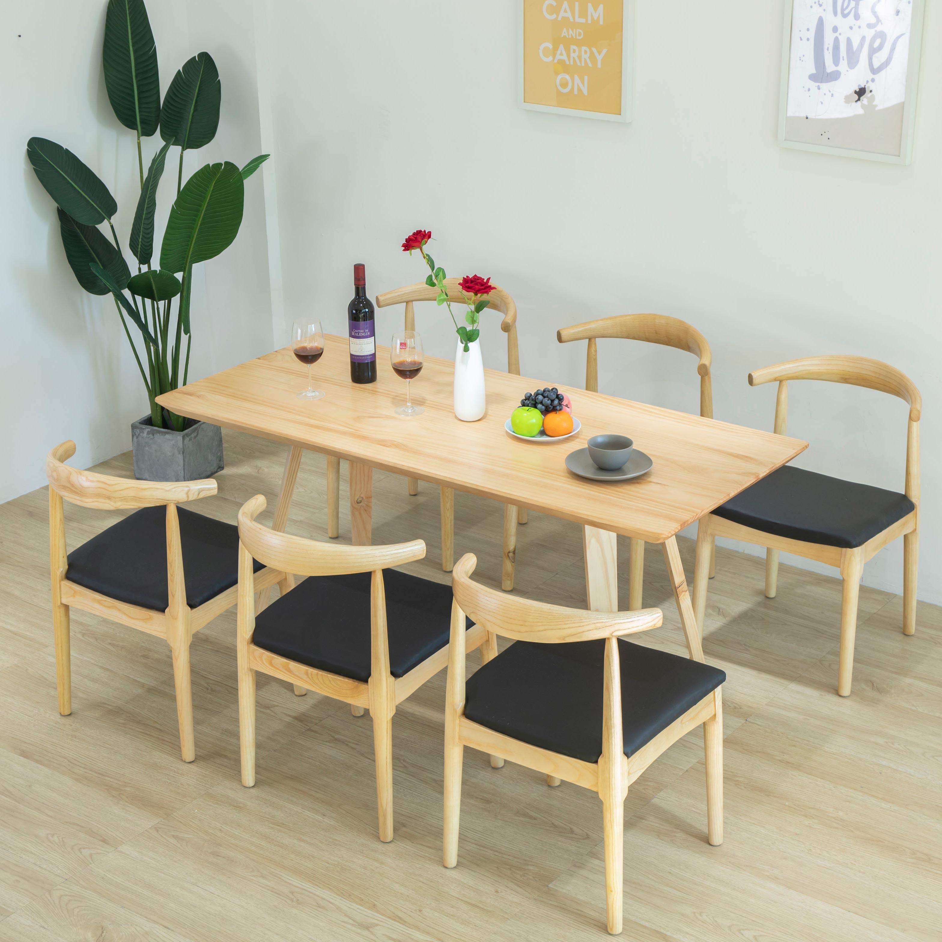 [USD 98.21] Nordic Dining Table and Chair Set Modern Simple Solid Wood ...