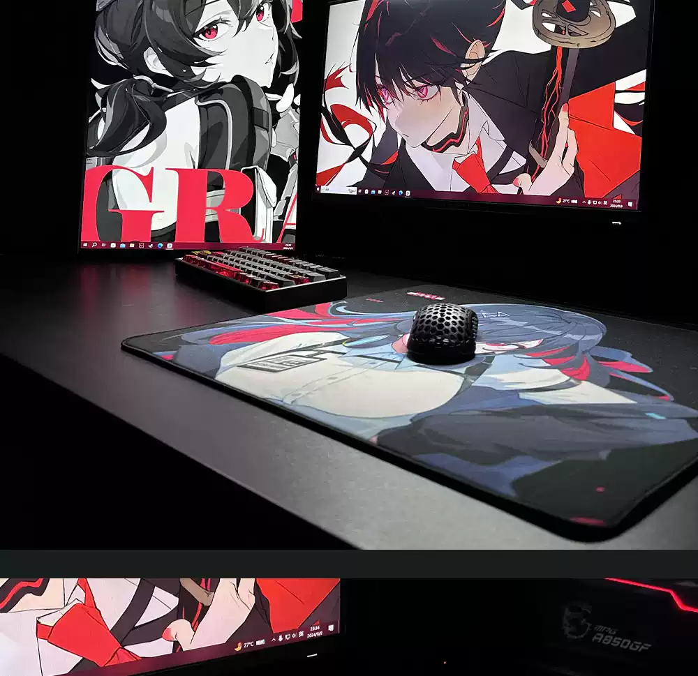 黑色绝系列ZetsuMeow中性速度电竞滑鼠垫 适用二次元游戏 490x420mm大尺寸