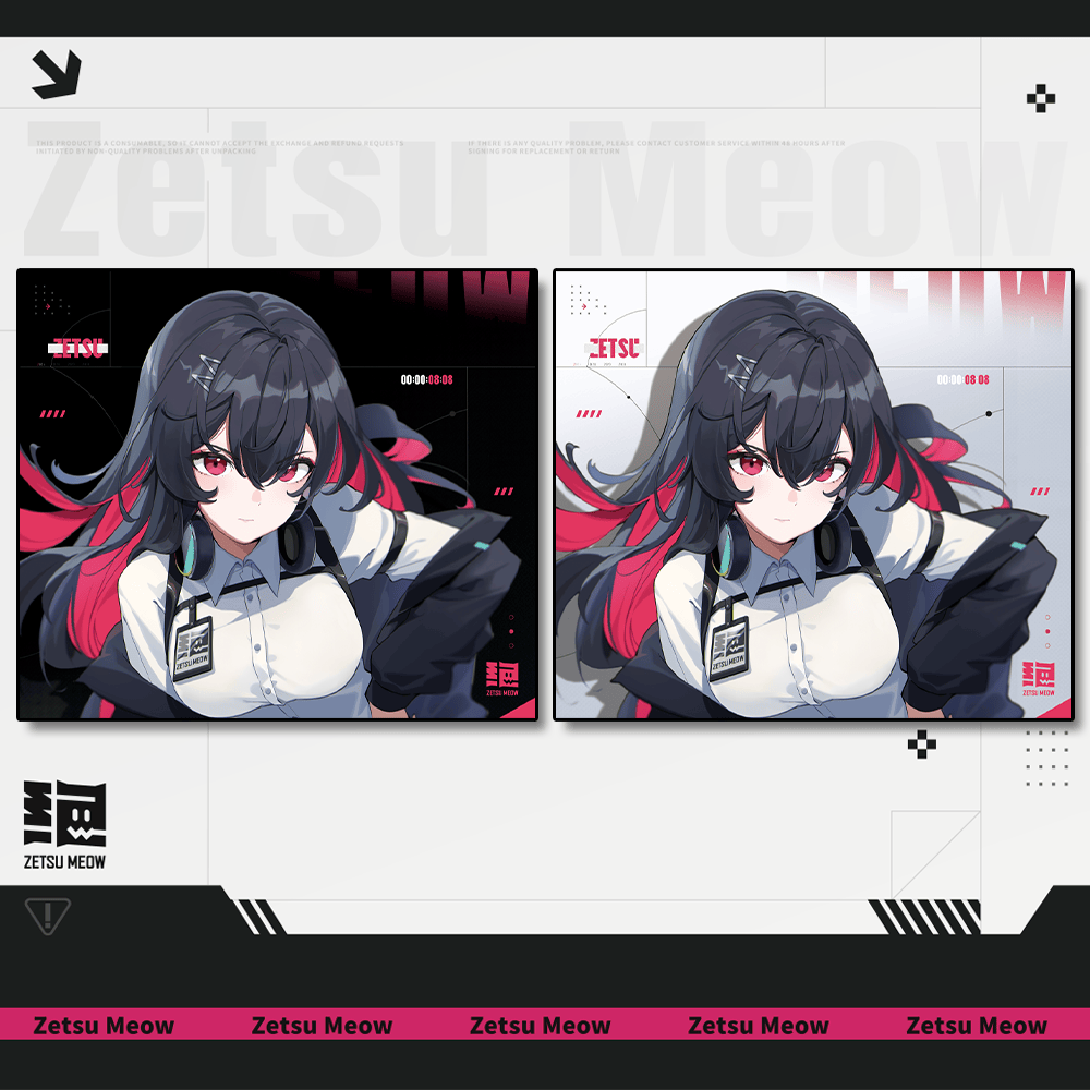 黑色绝系列ZetsuMeow中性速度电竞滑鼠垫 适用二次元游戏 490x420mm大尺寸