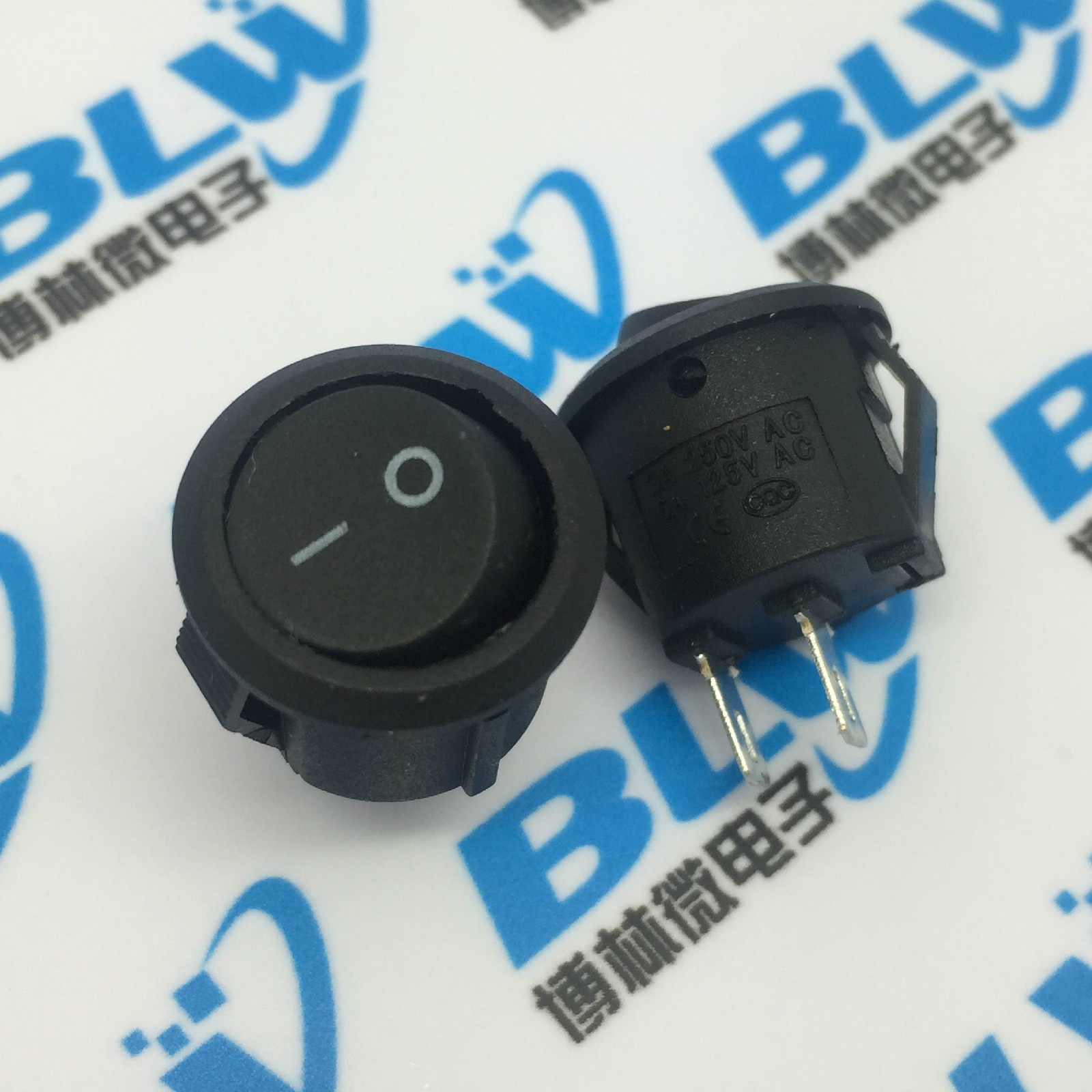 Rocker switch Small round switch Two feet Black 3A/250VAC opening ...