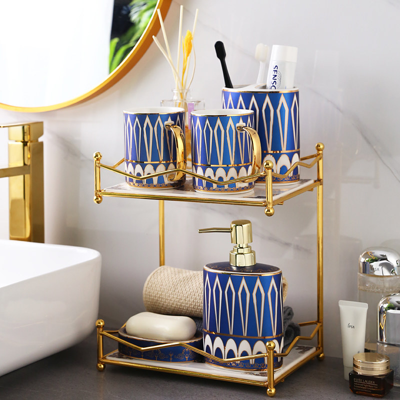 Light luxury ceramic bathroom 6 piece set toiletry set bathroom home ...