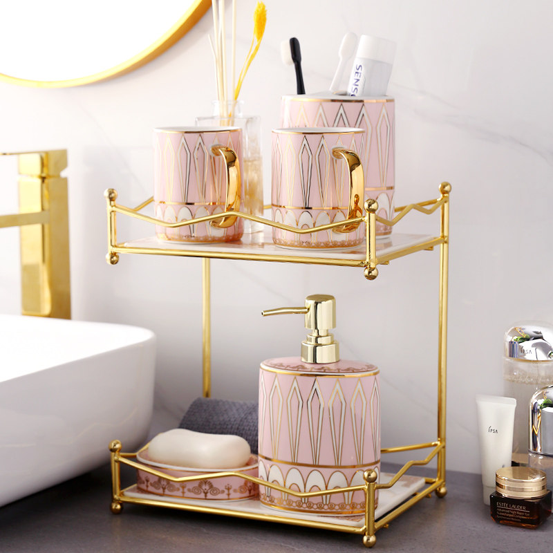 Light luxury ceramic bathroom 6 piece set toiletry set bathroom home ...