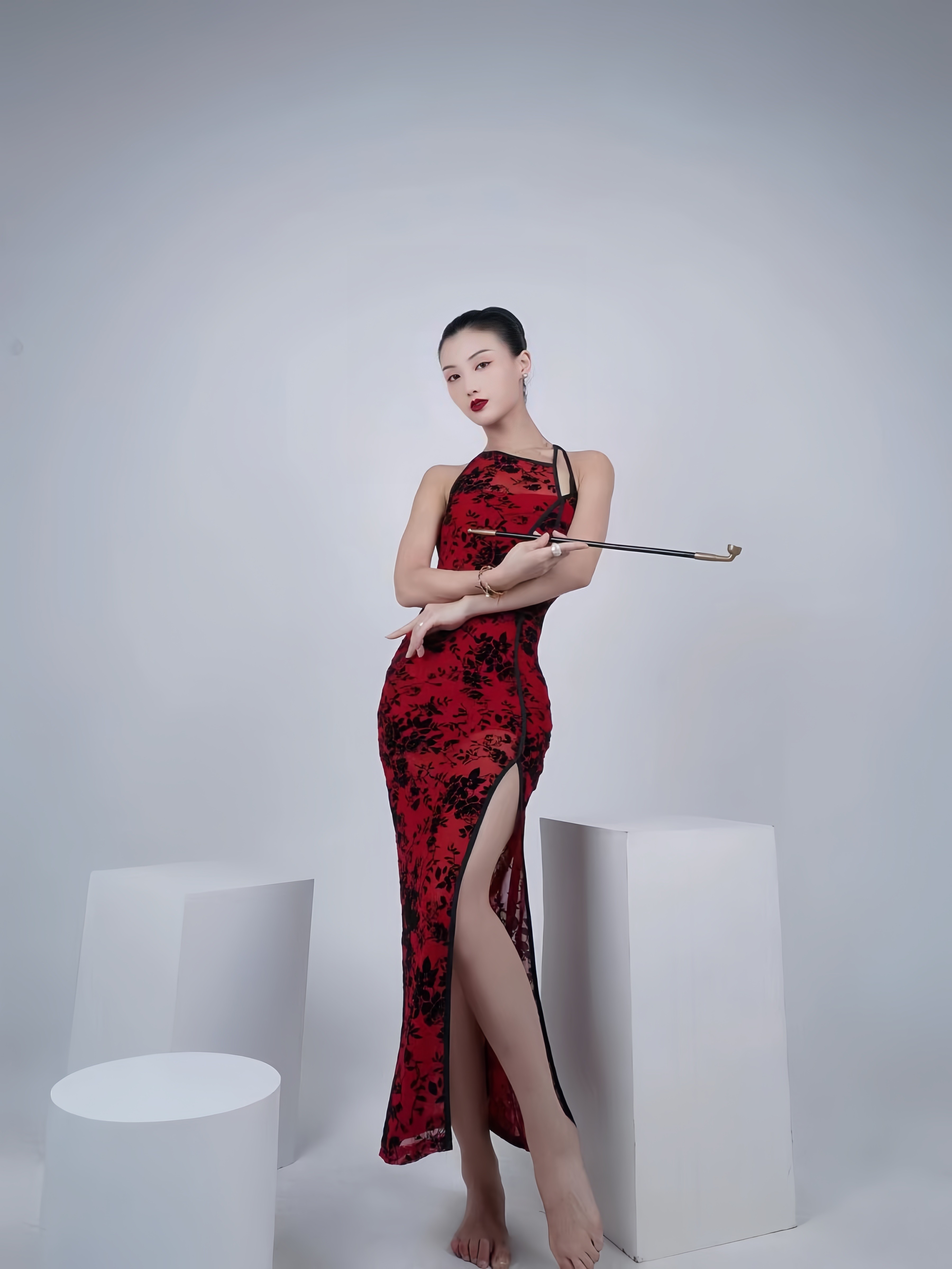 🔥 Wyz wine red retro flocked cheongsam dress | the ultimate chinese ...